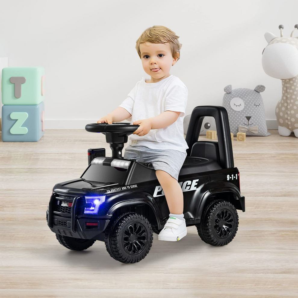 OLAKIDS Ride On Push Police Car, Toddler Foot-to-Floor Sliding Toy for